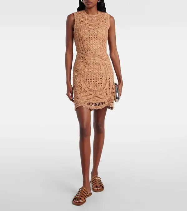 Simkhai Coen Raffia-blend Mini Dress - Beige