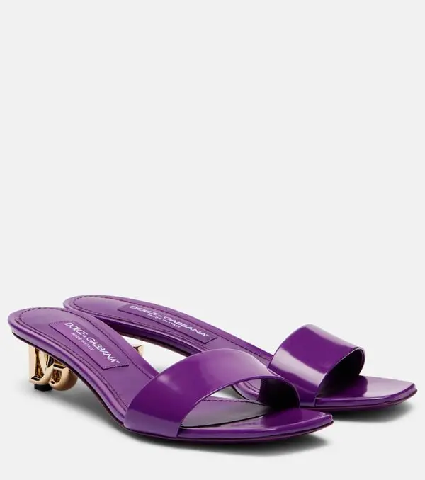 Dolce & Gabbana Dg Leather Mules - Purple