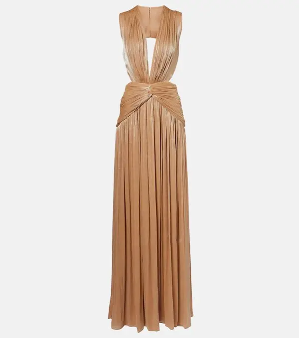 Costarellos Silla Cutout Gathered Gown - Gold