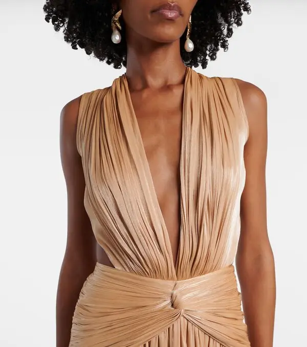 Costarellos Silla Cutout Gathered Gown - Gold