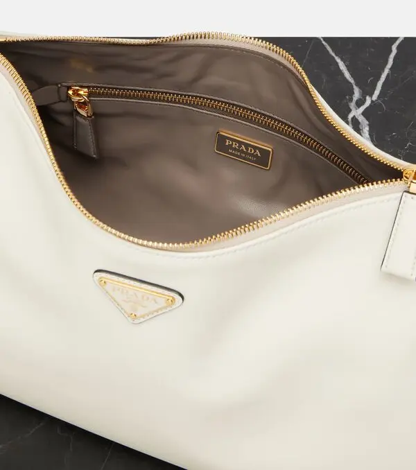 Prada Aimee Large Leather Shoulder Bag - White