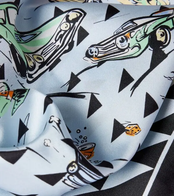 Prada Printed Silk Twill Scarf - Black