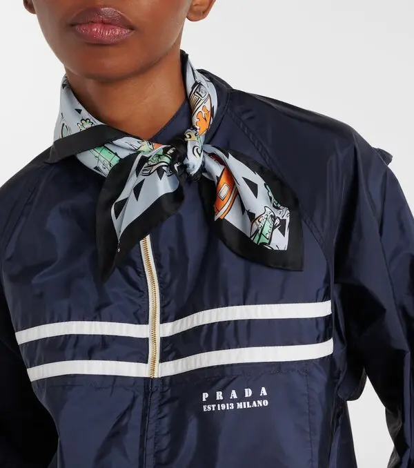 Prada Printed Silk Twill Scarf - Black
