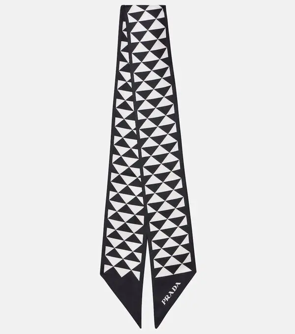 Prada Printed Silk Twill Scarf - Black