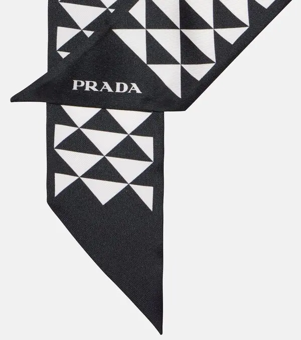 Prada Printed Silk Twill Scarf - Black