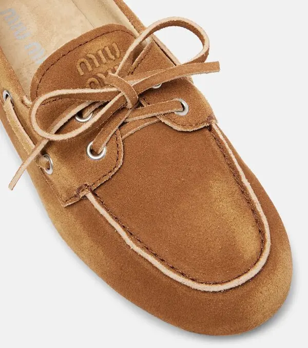 Miu Miu Suede Boat Shoes - Brown