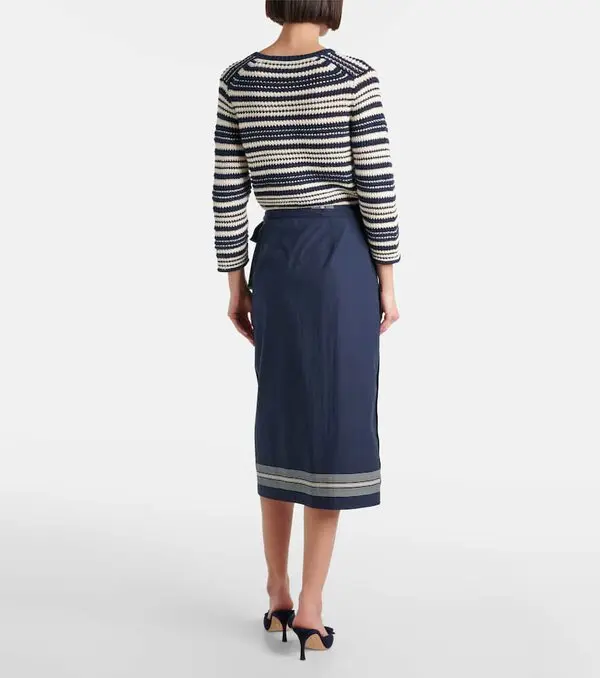 Vince Striped Cotton Wrap Skirt