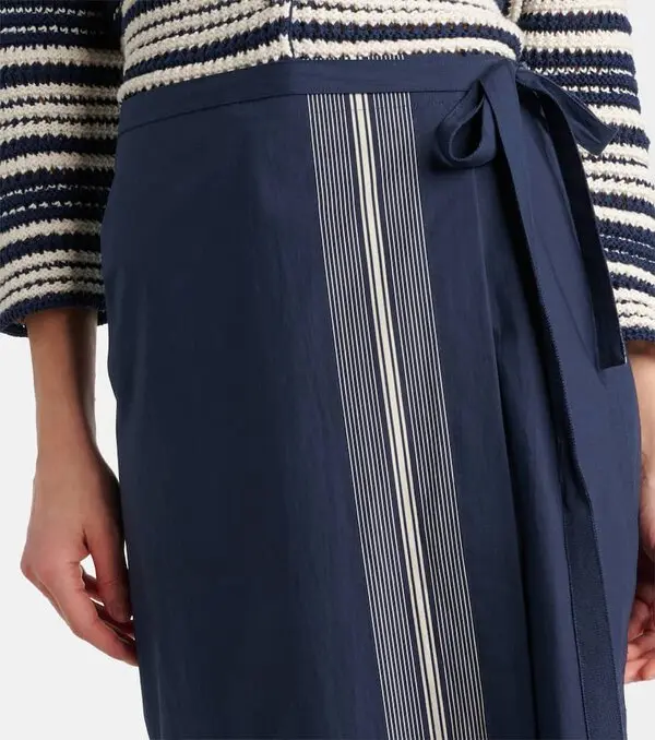 Vince Striped Cotton Wrap Skirt