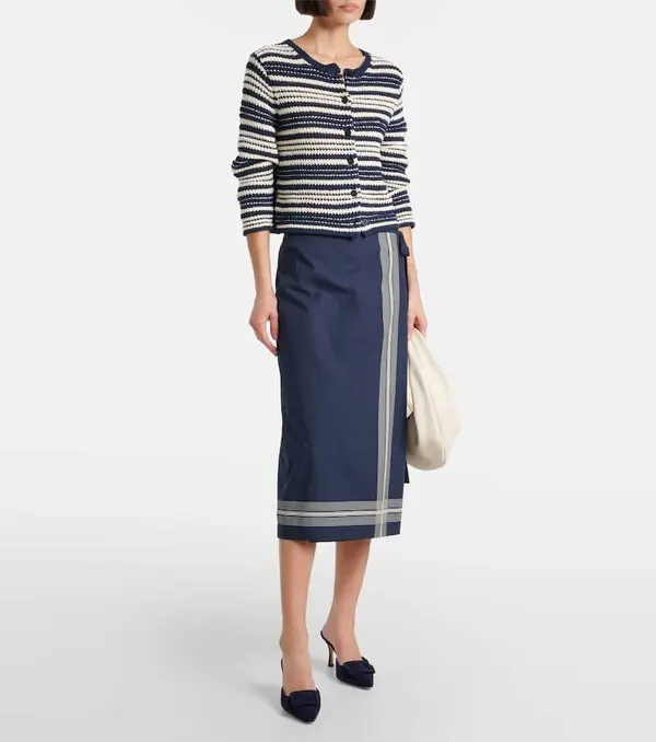 Vince Striped Cotton Wrap Skirt
