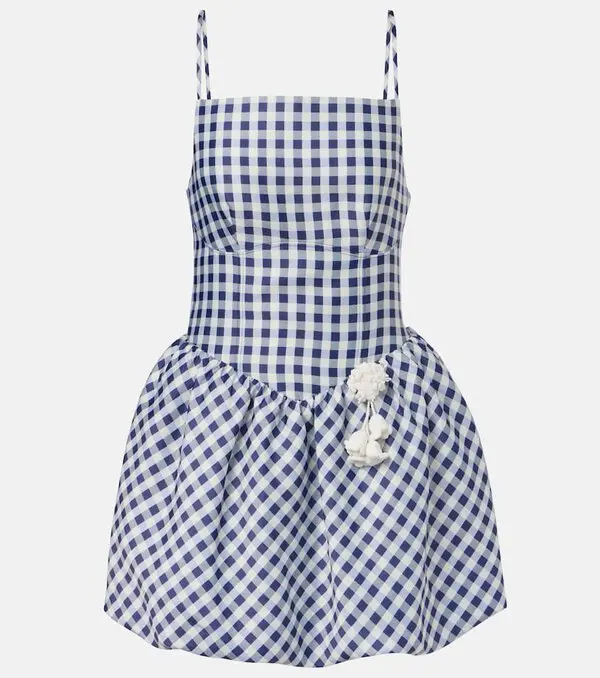 SELF-PORTRAIT Gingham Taffeta Mini Dress
