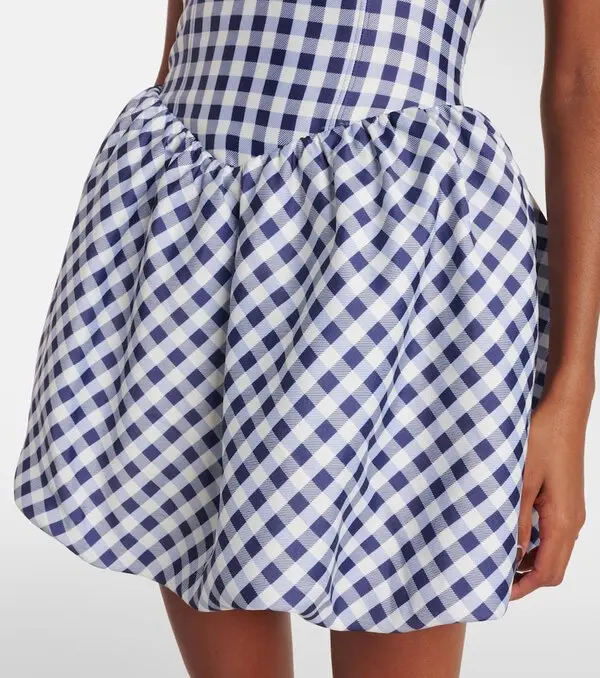 SELF-PORTRAIT Gingham Taffeta Mini Dress