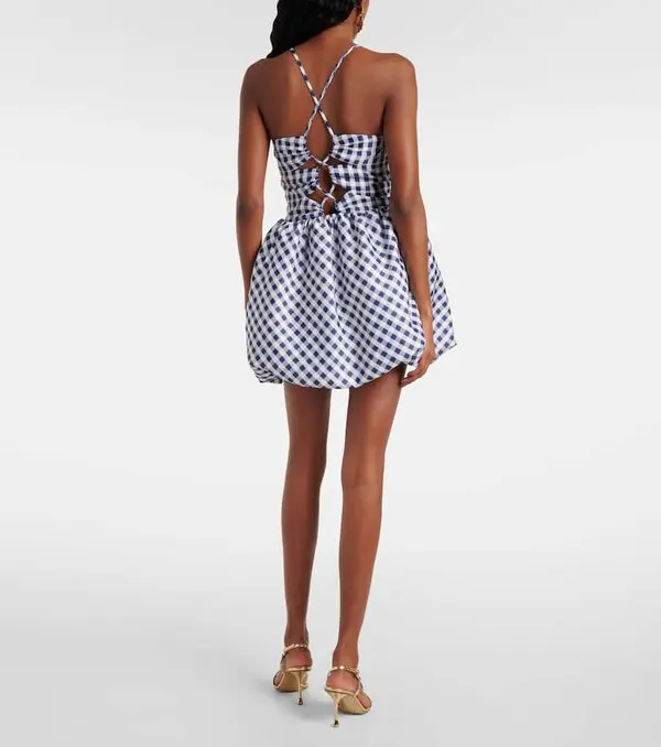 SELF-PORTRAIT Gingham Taffeta Mini Dress