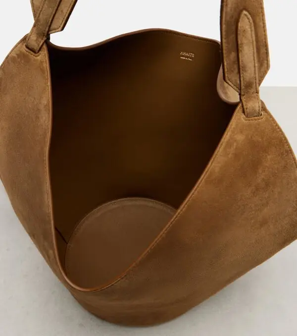 Khaite Lotus Small Suede Tote Bag - Brown