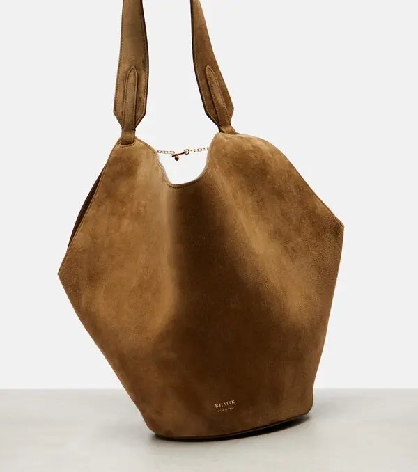 Khaite Lotus Small Suede Tote Bag - Brown