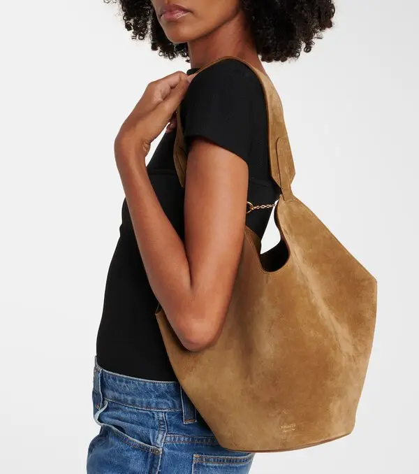 Khaite Lotus Small Suede Tote Bag - Brown