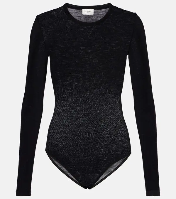 Saint Laurent Wool Jersey Bodysuit - Black
