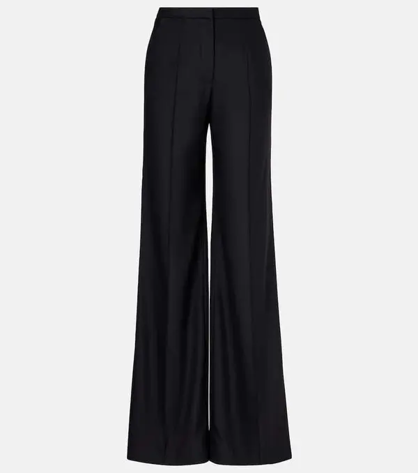 Costarellos Pleated Wool-blend Wide-leg Pants