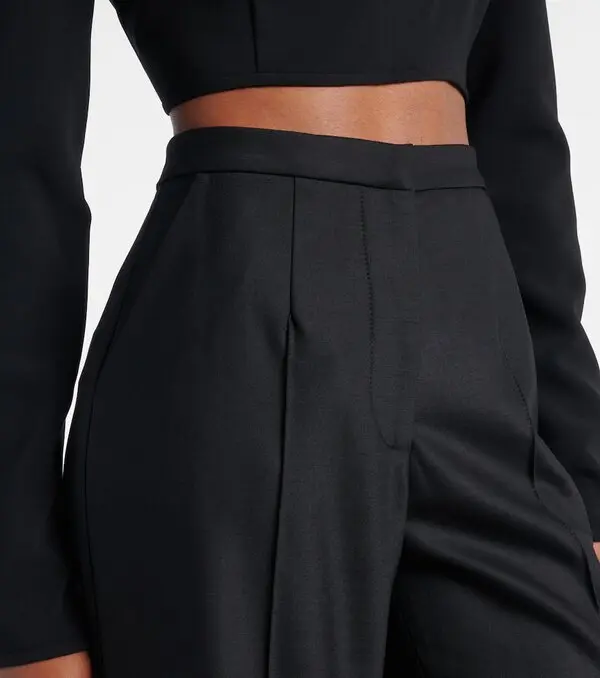 Costarellos Pleated Wool-blend Wide-leg Pants