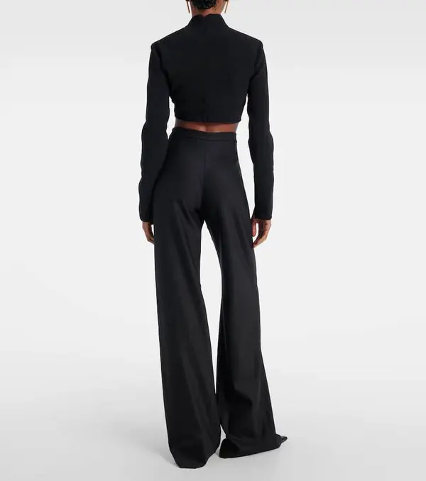 Costarellos Pleated Wool-blend Wide-leg Pants