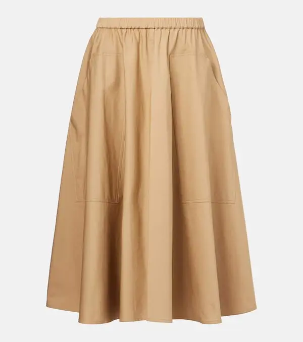 Vince Cotton-blend Midi Skirt