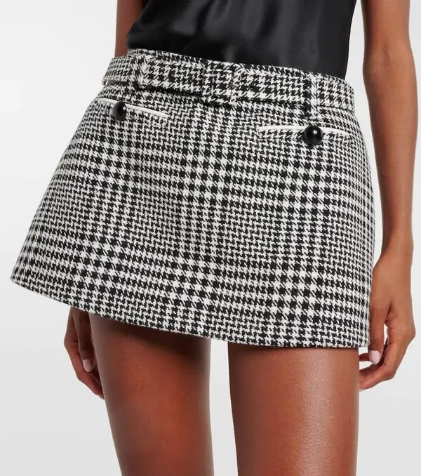SELF-PORTRAIT Belted Houndstooth Skort