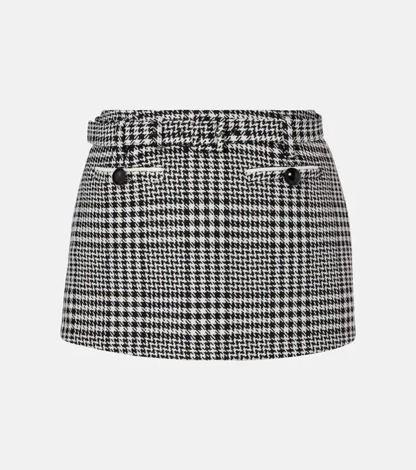 SELF-PORTRAIT Belted Houndstooth Skort