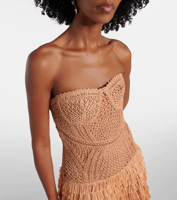 Simkhai Santana Raffia-blend Bustier Dress