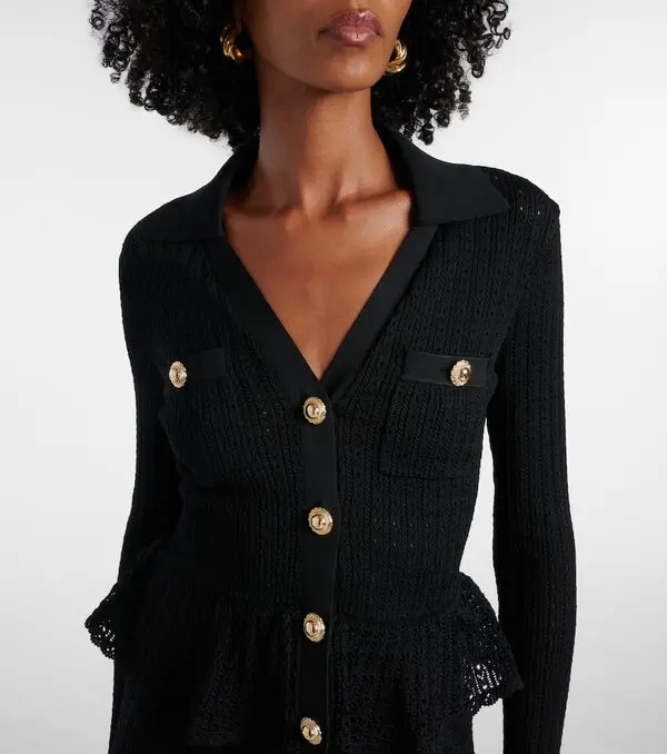 SELF-PORTRAIT Pointelle Peplum Minidress