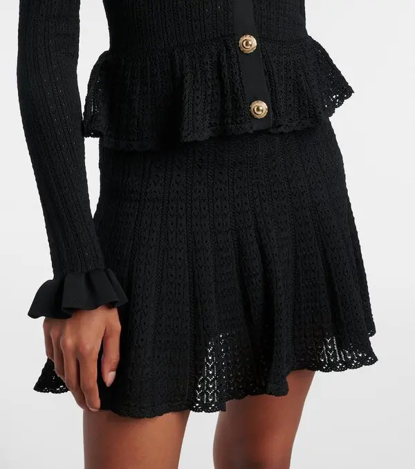 SELF-PORTRAIT Pointelle Peplum Minidress