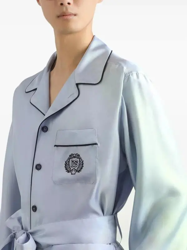 Dolce & Gabbana Chest-pocket Belted Pyjama-style Shirt - Blue