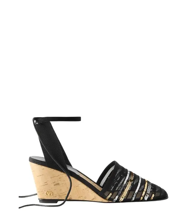 Valentino Garavani La Cruisette 75 Tasseled Wedges - Black