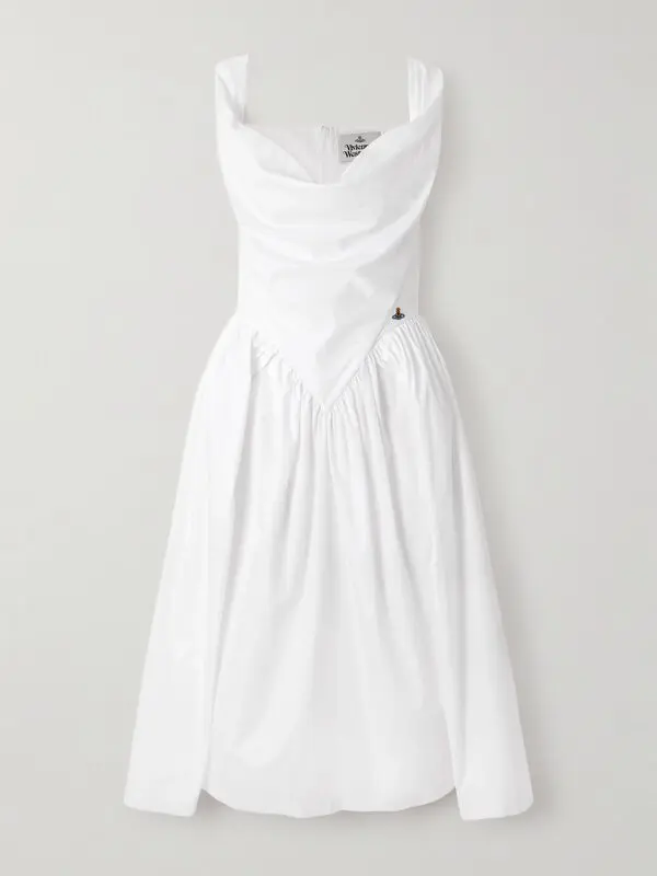 VIVIENNE WESTWOOD Sunday Gathered Cotton-poplin Dress - White