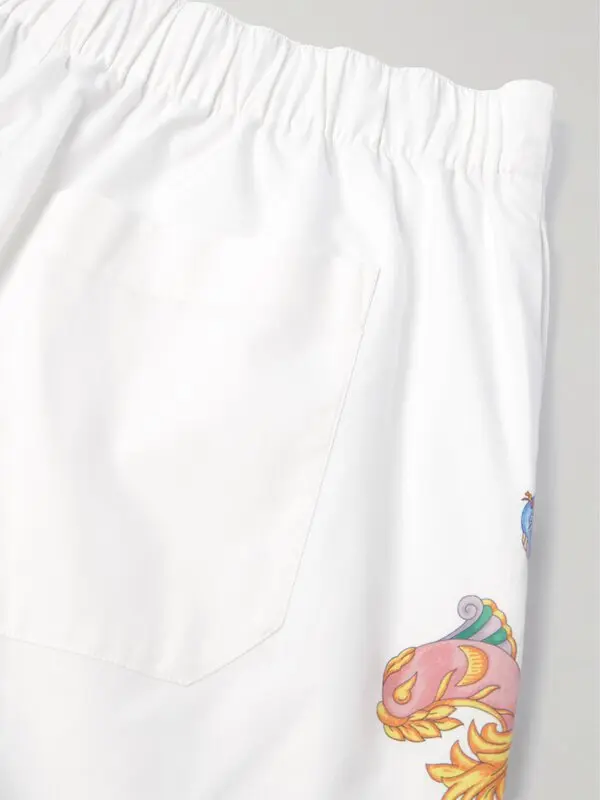 Versace Wide-leg Printed Cotton-poplin Shorts
