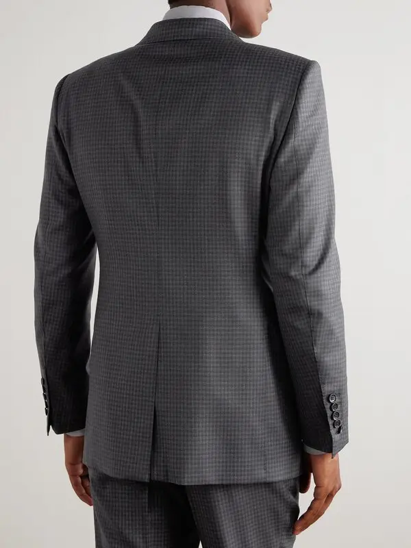TOM FORD Checked Wool Suit Jacket - Gray
