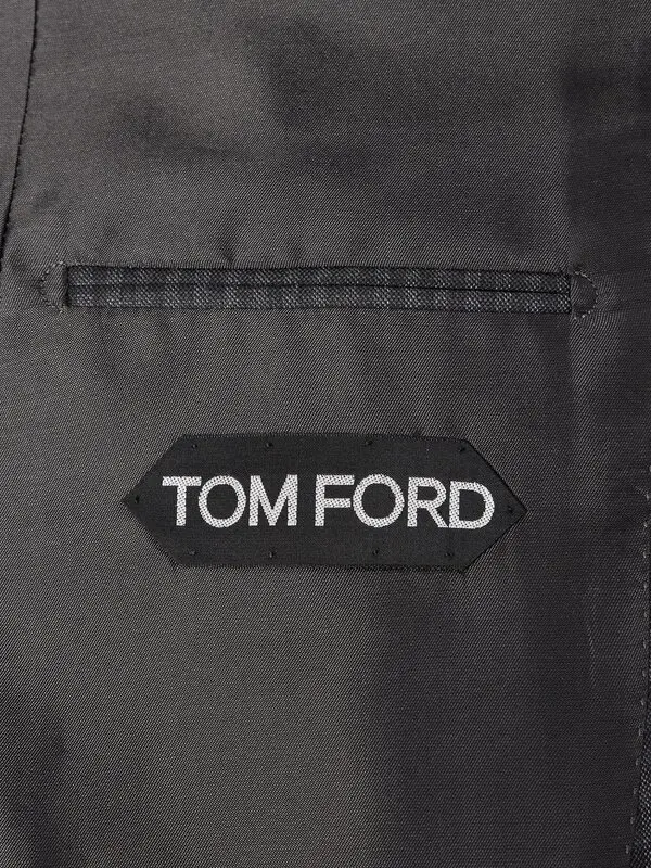TOM FORD Checked Wool Suit Jacket - Gray