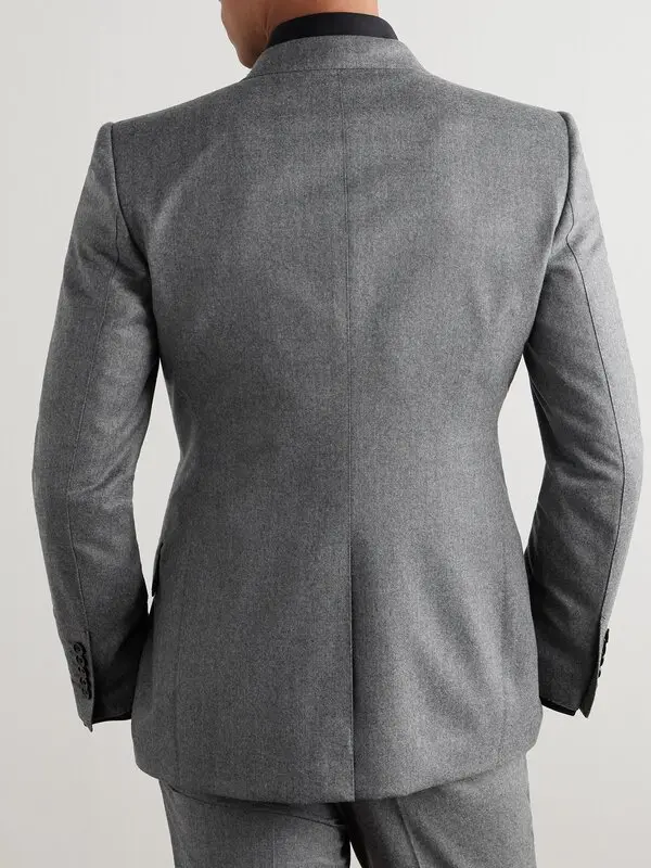 TOM FORD Dyllan Double-breasted Wool-flannel Suit Jacket - Gray