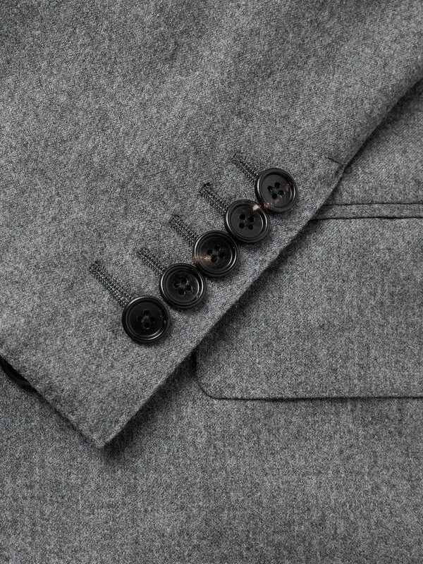 TOM FORD Dyllan Double-breasted Wool-flannel Suit Jacket - Gray