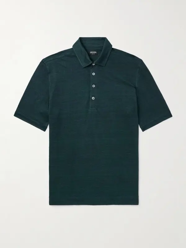 Zegna Oasi Linen Polo Shirt - Blue