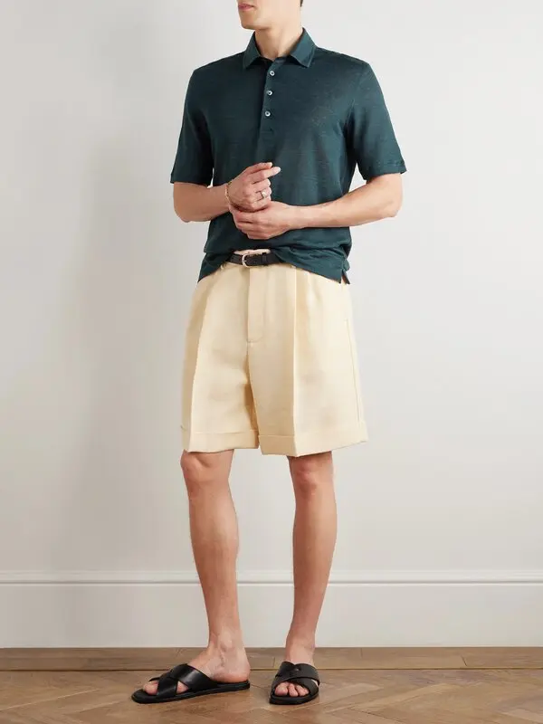 Zegna Oasi Linen Polo Shirt - Blue