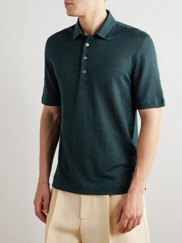 Zegna Oasi Linen Polo Shirt - Blue