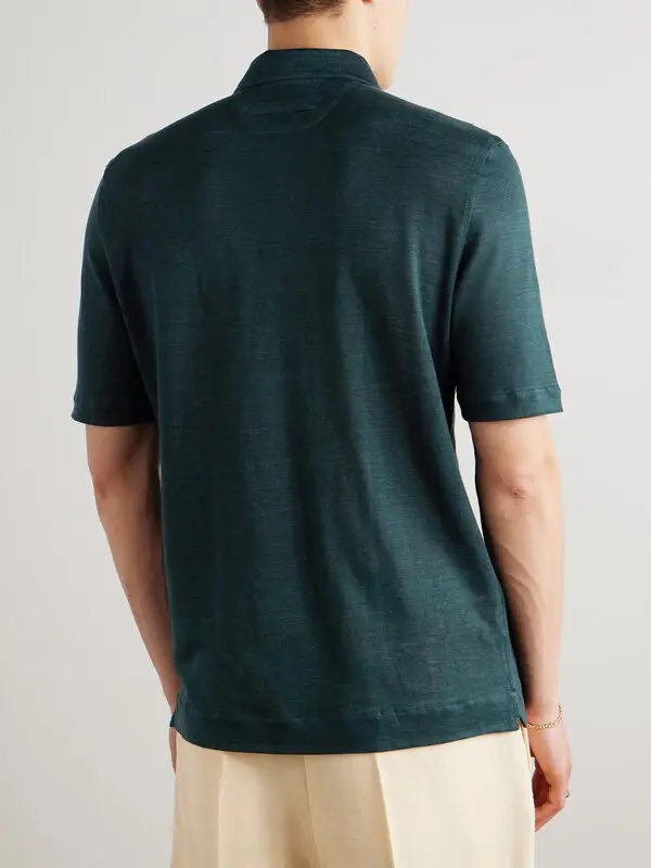 Zegna Oasi Linen Polo Shirt - Blue