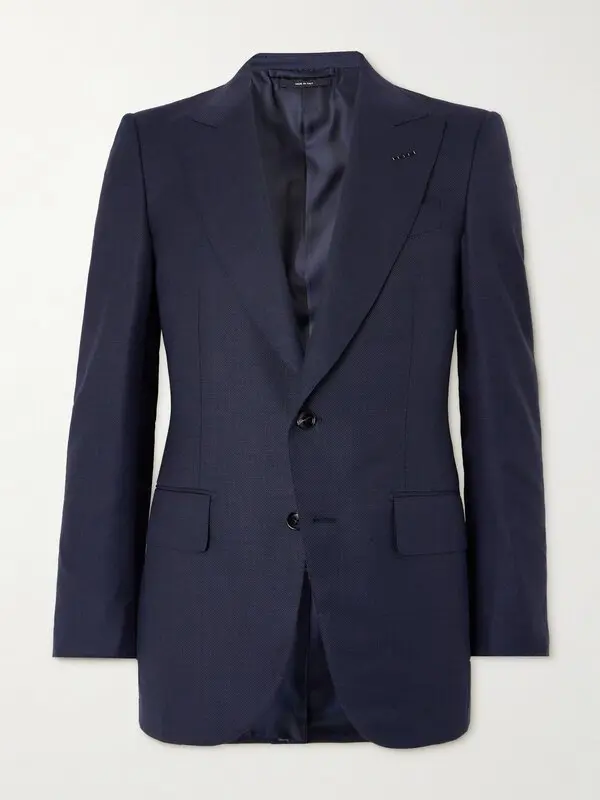 TOM FORD Dyllan Super 130s Grain De Poudre Wool Suit Jacket - Blue