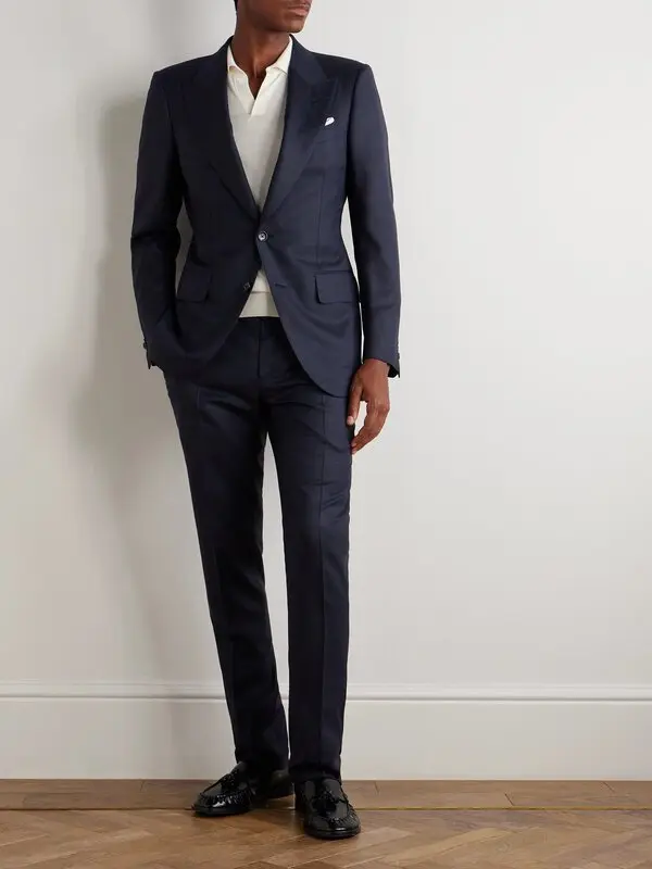 TOM FORD Dyllan Super 130s Grain De Poudre Wool Suit Jacket - Blue