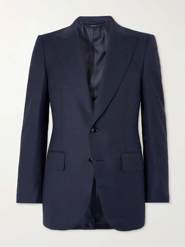 TOM FORD Dyllan Super 130s Grain De Poudre Wool Suit Jacket - Navy