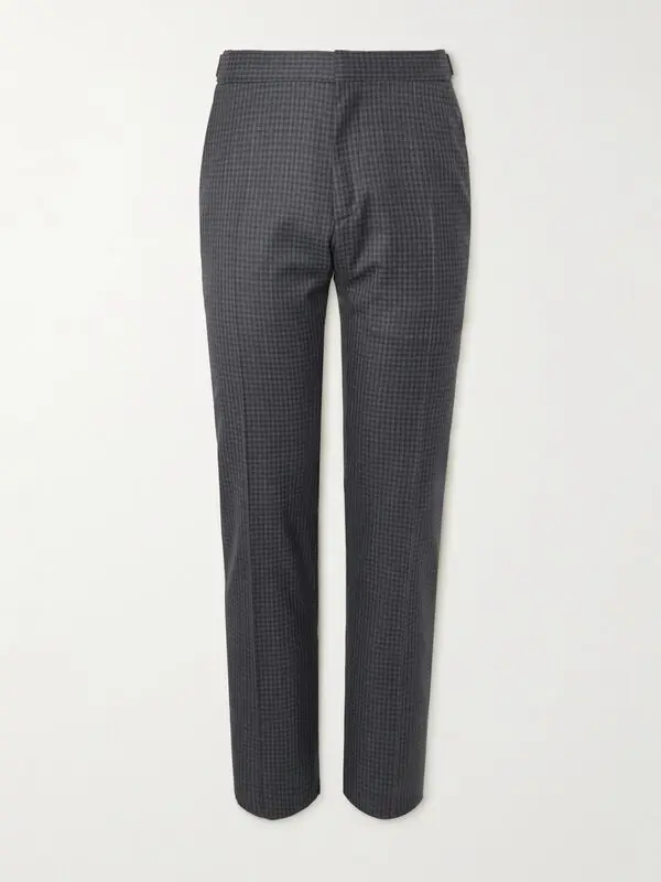 TOM FORD Dyllan Checked Wool Suit Trousers - Gray