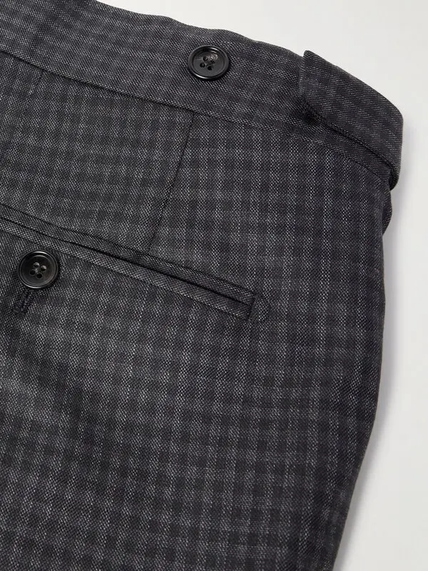 TOM FORD Dyllan Checked Wool Suit Trousers - Gray