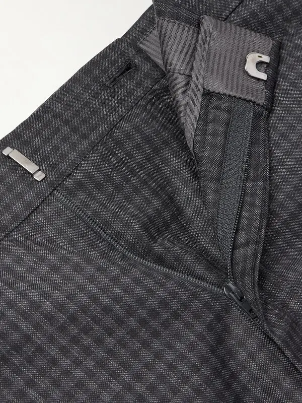 TOM FORD Dyllan Checked Wool Suit Trousers - Gray