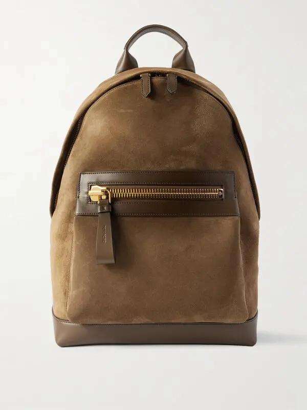 TOM FORD Buckley Leather-trimmed Suede Backpack - Brown