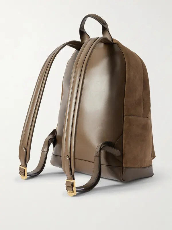 TOM FORD Buckley Leather-trimmed Suede Backpack - Brown