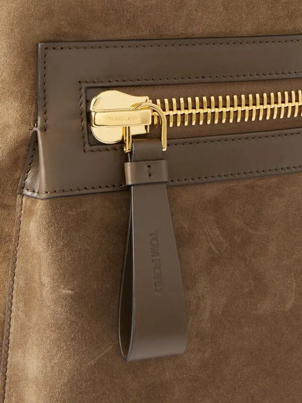 TOM FORD Buckley Leather-trimmed Suede Backpack - Brown